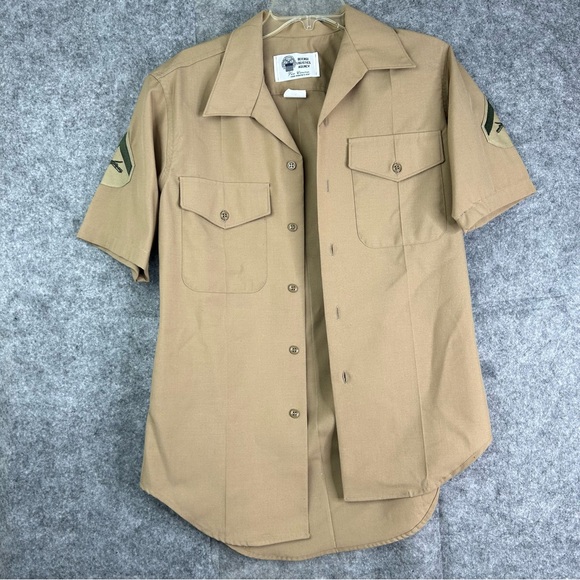 Shirts | Usmc Short Sleeve Khaki Charliechucks Service C Uniform Shirt ...